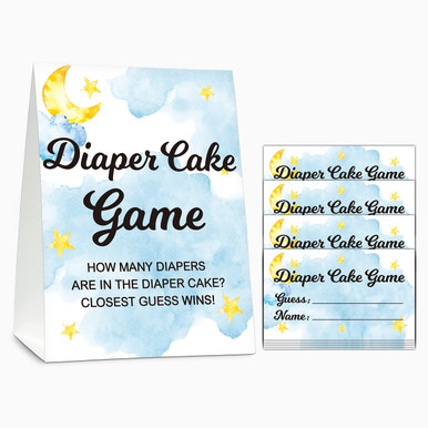 Baby Shower Game Set, Diaper Cake Games(1 Standing Sign + 50 Guessing ...