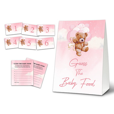Guess the Baby Food Party Games, Bear Balloon Baby Shower Game, Blush ...