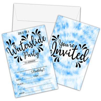 Foosproea Waterslide Birthday Invitations with Envelopes - Splash Party ...