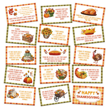 Eyouyeqi Fall Thanksgiving Scavenger Treasure Hunt Clues Games Cards ...