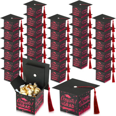 Chuangdi 30 Pieces Congrats Grad Party Candy Boxes, DIY Grad Cap Box ...