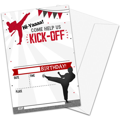 NYCTUG Ninja Karate Kick-Off Birthday Party Invitation Cards, Martial ...
