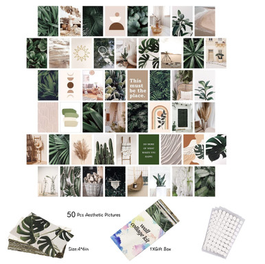 SOONYO 50PCS Green Room Decor Aesthetic Posters Wall Collage Kit,Boho ...