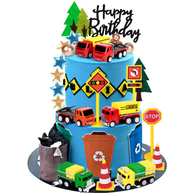 Continuelove 28pcs Garbage Truck Cake Topper Garbage Truck Birthday ...