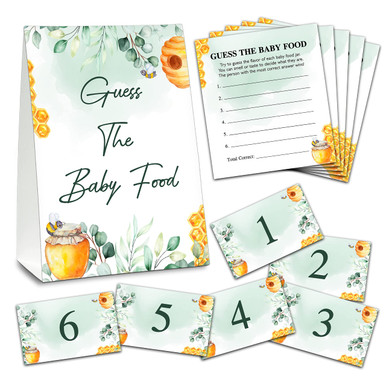 Chuxvon Guess the Baby Food Party Games, Honey Bee Baby Shower Game Set ...