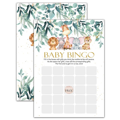 UTESG Safari Jungle Animals Baby Shower Bingo Games, Greenery Theme ...
