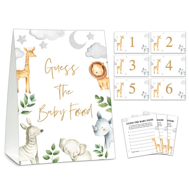 Safari Baby Shower Games, Woodland Jungle Animals Guess The Baby Food ...
