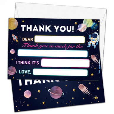 Ymyfdyj Outer Space Thank You Cards For Kids, Space Fill In The Blank ...