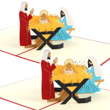 2 Pieces Christmas Nativity Pop Up Card, 3d Silent Night Nativity Scene ...