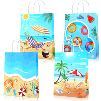 HOWAF 12 Pcs Summer Beach Party Gift Bags, Hawaii Themed Treat Bags ...