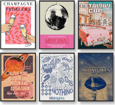 YiYLunneo Set of 6 for Room Decor Aesthetic Vintage Taylor Music Swift ...