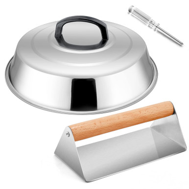 12In Cheese Melting Dome & 8x4In Bacon Press, HaSteeL Stainless Steel ...