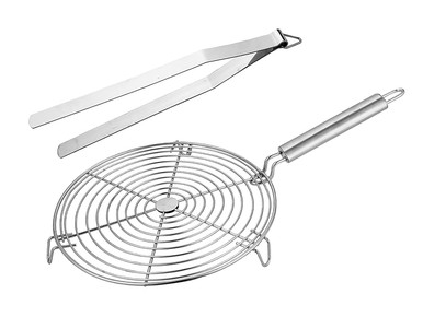 HANS PRODUCT Pipe Round Roaster with Chimta Steel Cooking Tong Roti ...