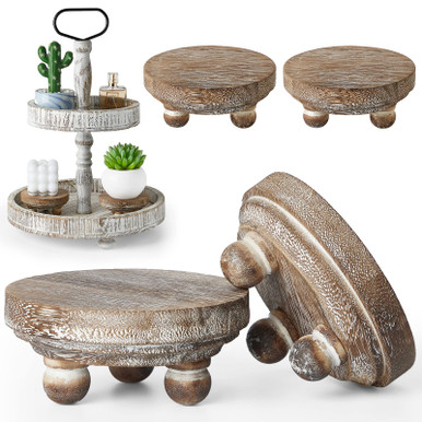 Set of 4 Mini Wood Risers for Decor Round Wooden Riser Small Wooden ...