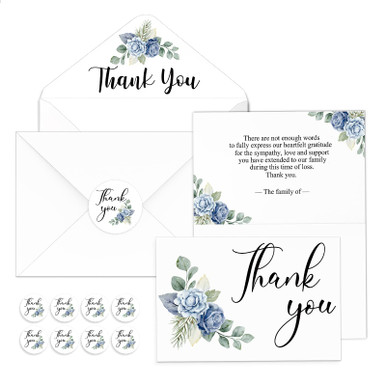 50 Set Funeral Thank You Cards with Envelopes and Stickers Thank You ...