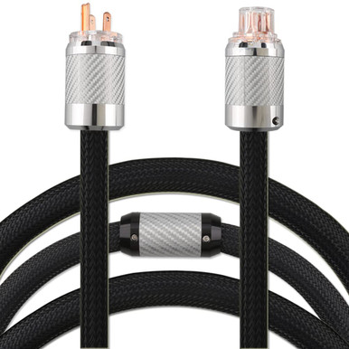 Audiophile HiFi Power Cord, 12AWG US AC Main Supply Cable, NEMA 5-15P Carbon Fibre Red Pure ...