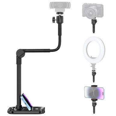 Webcam Stand with Phone Holder, 2 in 1 Adjustable Flexible Gooseneck ...