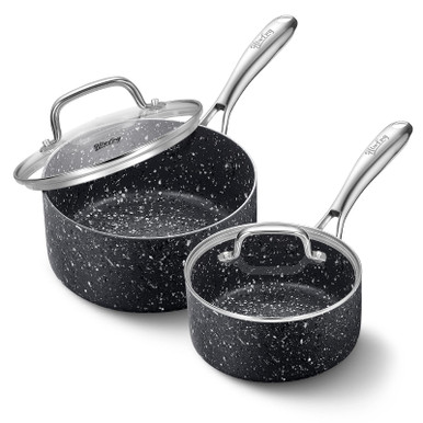 Hlafrg Kitchen Nonstick Sauce pans Set - 1 Quart and 2 Quart Sauce Pan ...