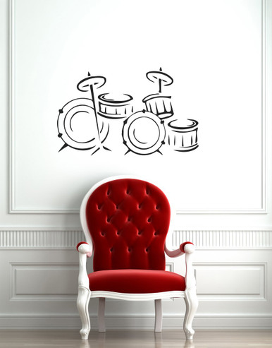 Music Wall Decals Vinyl Decal Musical Instrument Drum Home Art Decor ...