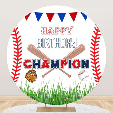 Yeele 6x6ft Baseball Birthday Round Backdrop Polyester Baseball Bat ...