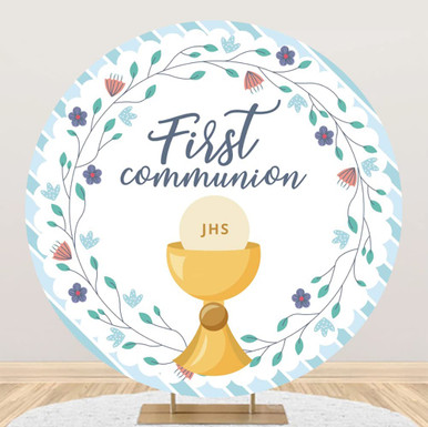 Yeele 6x6ft First Communion Round Backdrop JHS Holy Chalice Floral ...