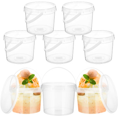 Didaey 8 Pcs 1.3 Gallons Round Ice Cream Bucket Clear Plastic Bucket ...