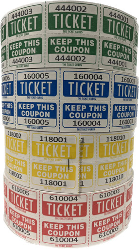 Easy Read Raffle Tickets - (4 Rolls of 2000 Double Tickets) 8,000 Total ...