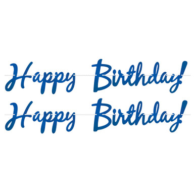 Beistle 2 Piece 9" x 5' Blue Cursive Script Happy Birthday Banners With ...