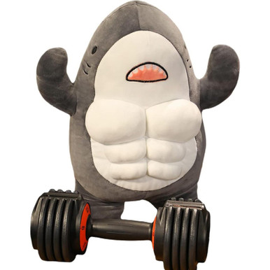 Buff Shark Plush - Cartoon Muscle Shark Stuffed Ocean Whale Fish Toy ...
