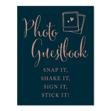Andaz Press Wedding Party Signs, Faux Rose Gold Glitter on Navy Blue, 8 ...