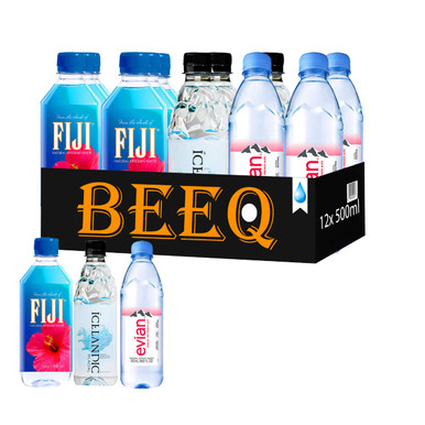 BEEQ-BOX Water Variety; 6 FIJI Natural Artesian, 3 evian Natural Spring ...