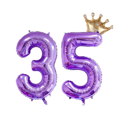 Purple 35 Number Balloon 32 inch Jumbo Foil Balloons with Detachable ...