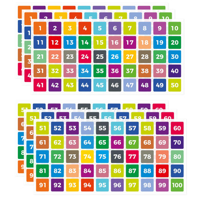 2000 PCS Consecutive Number Stickers 40 Sheets 1-100 Round Colored ...