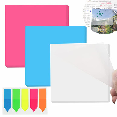 Translucent Sticky Notes, Colorful Sticky Notes 3x3inch, Transparent ...