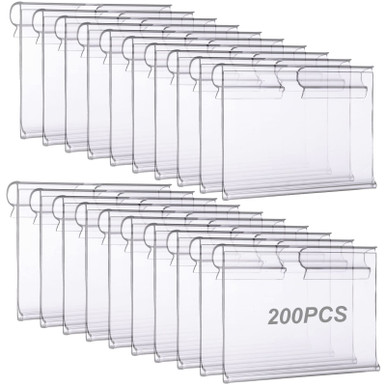 LOEQIAN 200 Pack Clear Plastic Label Holders, Clip On Label Holders ...