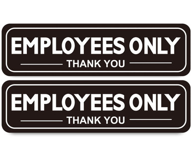 2pcs Employees Only Sign Stickers, Black, 9"x2.5", Back Adhesive ...
