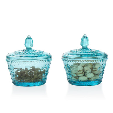 EVEREST GLOBAL Glass Candy Nuts Jars with Lids 10oz set of 2 Relief ...