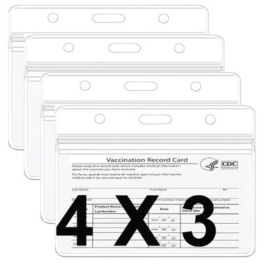 4 Pack CDC Vaccination Card Protector, 4 X 3"Resealable Zip Type Vinyl ...