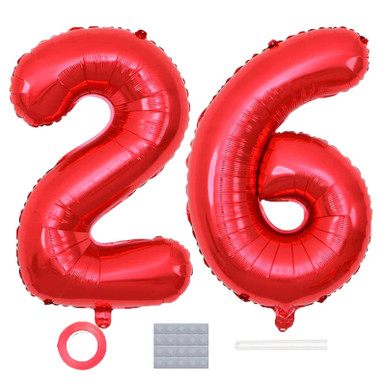 Red 26 Number Balloons 40 inch Jumbo Foil Balloons Prom Balloon for Boy ...