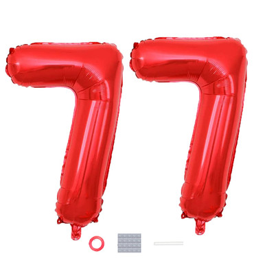 DUXUANT Red 77 Number Balloons 40 inch Jumbo Foil Balloons Prom Balloon ...