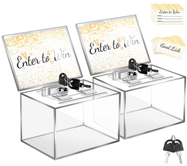 2PACK Acrylic Donation Box with Lock, Safe suggestion Box with Sign ...