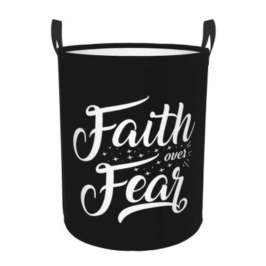 Faith Over Scripture Verse Christian Laundry Hamper Circular Storage ...