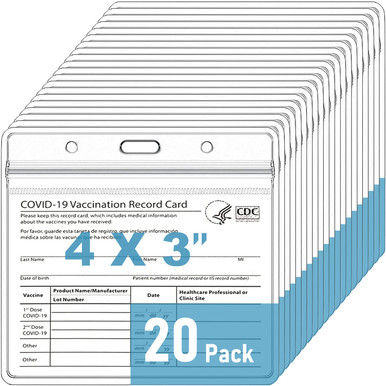 20 Pack CDC COVID-19 Vaccine Card Holder, 4X3 Inches Waterproof ...