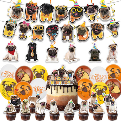 ADIANZI Pug Party Decorations Suit Includes Funny Pug Theme Birthday ...
