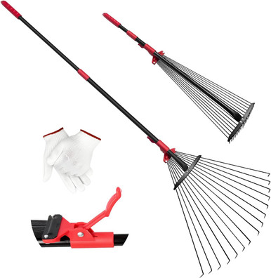 Rake for Leaves, Garden Leaf Rake for Lawns Heavy Duty, 64 inch ...