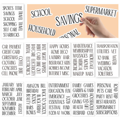 100 Cash Envelope Sticker Labels - Black Vinyl Decals for Finance ...