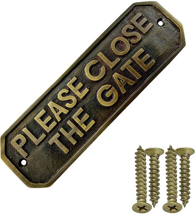 Akatva "Please Close The Gate" Retro Designer Brass Door Sign for House ...