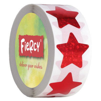 Fiercy 1 inch Red Star Stickers with Glitter Holographic Pattern, 500 ...