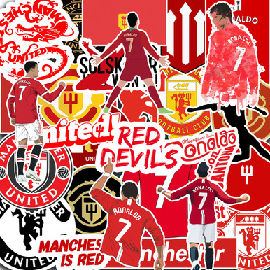 WONDER SPUD 31 PCS FC Manchester United Sticker Soccer Cristiano ...