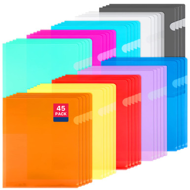 45PCS Clear Document Folders,Clear Colored Plastic Folders,10 Colors ...